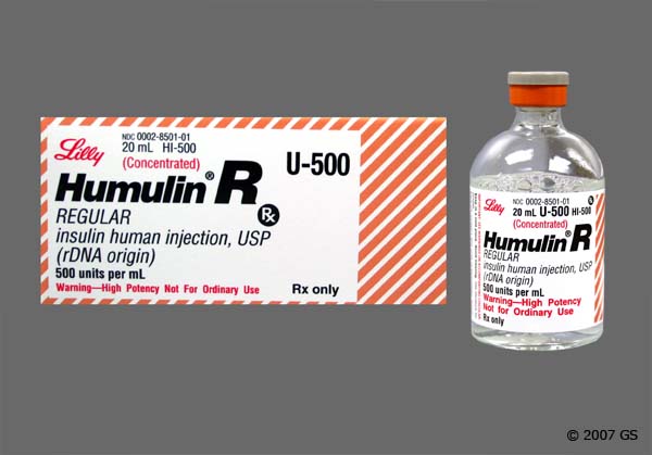 Humulin R U-500 500Unit/ML Sol Inj 20 Ml Inj Sol Conc - 122329
