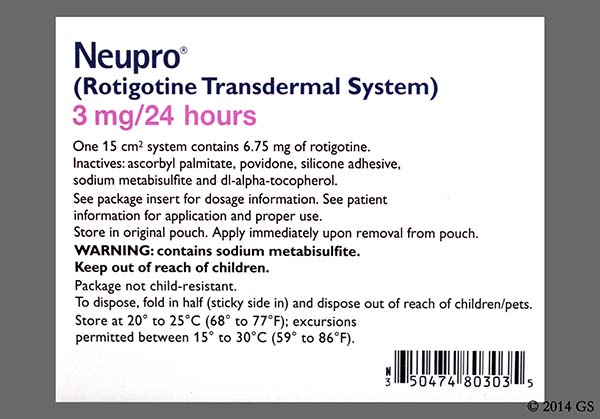 Neupro 3Mg/24Hr Transdermal Pat 30 Ea Film Er - 134216