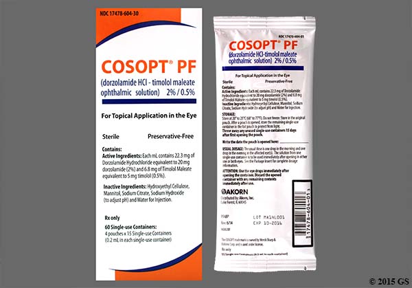 Cosopt Pf 2%-0.5% Ophthalmic Sol 4 Pouches 15 Ea - 143250