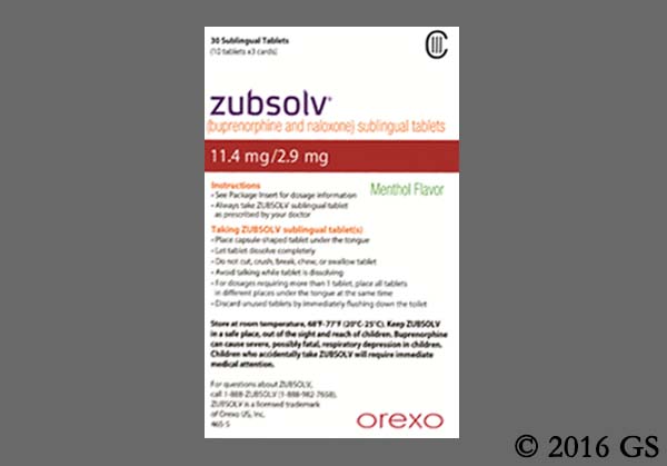 Zubsolv 11.4Mg-2.9Mg Sublingual Tab 3 UD Blister - 133884