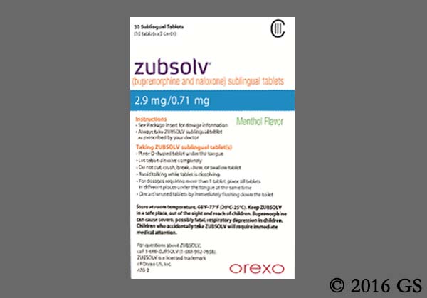 Zubsolv 2.9Mg-0.71Mg Sublingual Tab 3 UD Blister - 133887