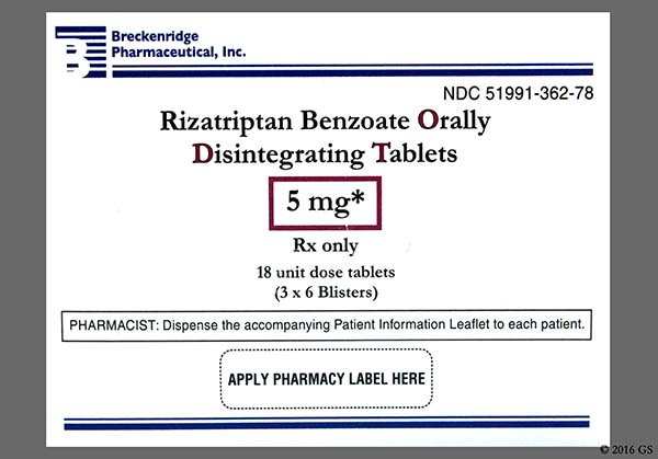 Rizatriptan Benzoate 5Mg Oral Disintegrating Tab 3 UD - 120799