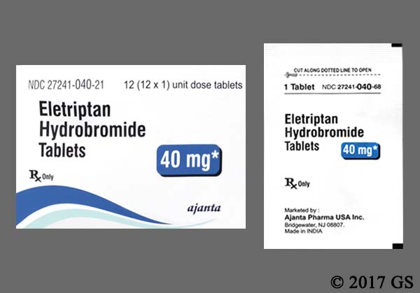 Eletriptan Hydrobromide 40Mg Oral Tab 12 UD Blister Packs 1 - 118404