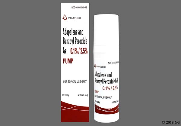 Adapalene 0.1%, Benzoyl Peroxide 2.5% Topical Gel 45 - 136376