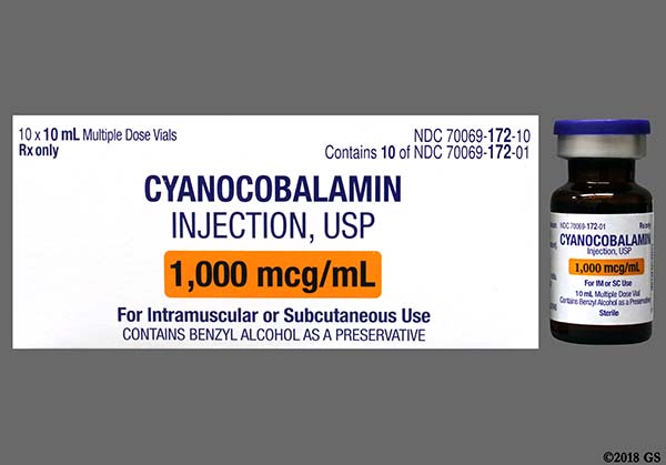 Vitamin B12 (Cyanocobalamin) 1000Mcg/ML 10x10Ml Vials - 170159